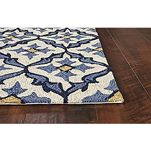 New Home Trendy Stain Resistant 2' x 3' Indoor/Outdoor Area Rug in Ivory/Blue (NEW42102X3)