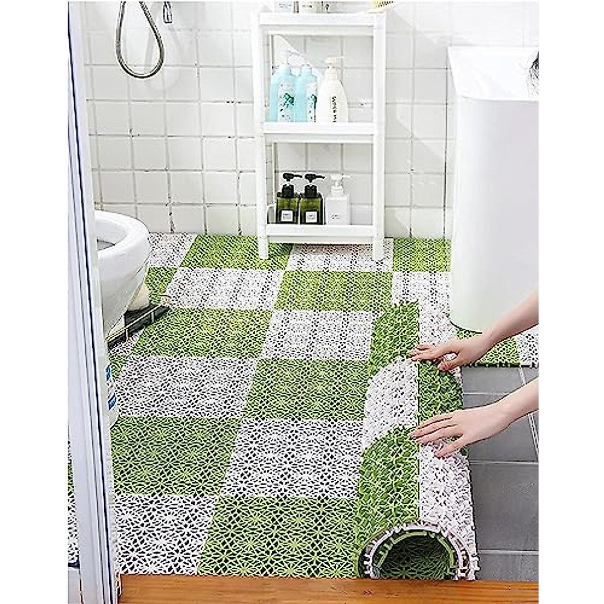 Modular Garage Flooring Tile - Interlocking Soft PVC, 12"x12" Pool Patio Floor, Non-Slip Splicing Floor Mat, Interlocking Drainage Mats Outdoor Indoor (B)