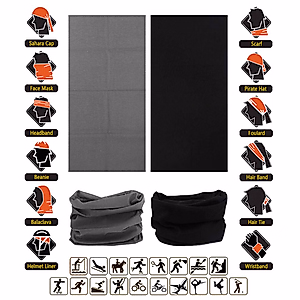 VANCROWN Neck Gaiter Headband Headwear Head Wrap Face Mask Magic Scarf Bandana for Men and Women (6PCS.Solid Color.2)