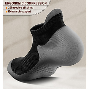 BULLIANT Mens Socks 6 Pairs-Athletic Ankle Socks Cushioned No Show For Men Running-Arch Compression Support(6Pairs,Shoes Size:Men 10-12)