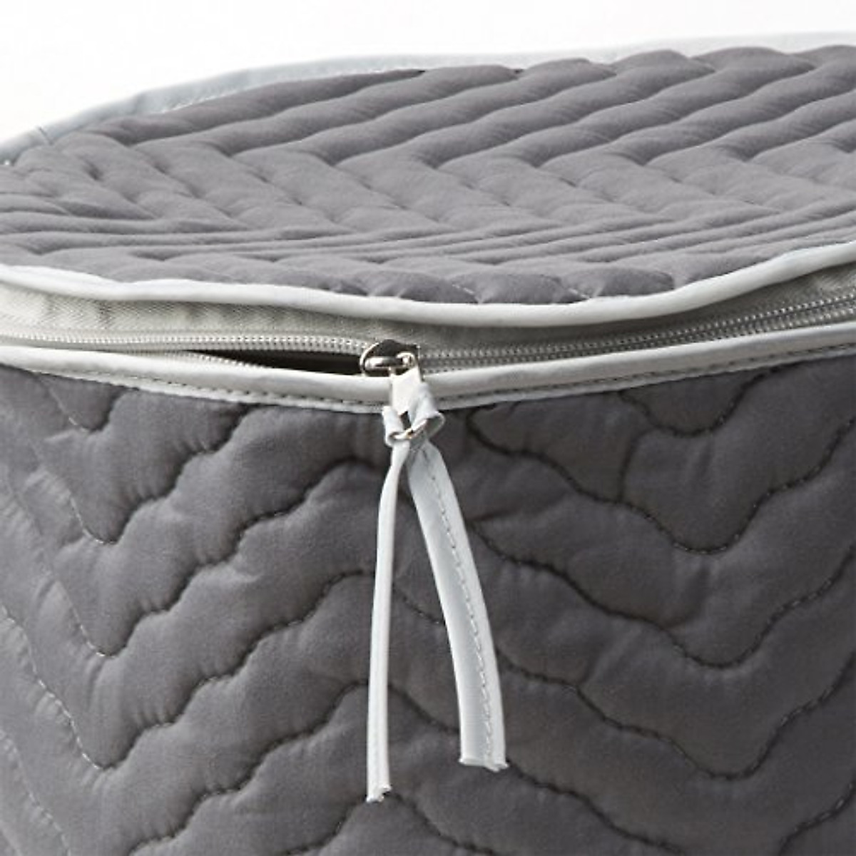 Richards Homewares China Storage Chest, for Starter 4-Piece Set, Quilted Micro Fiber-Gray