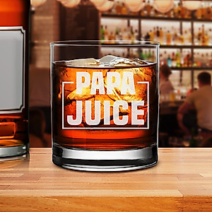 NeeNoNex Papa Juice Whiskey Glass - Funny Birthday Retirement Fathers Day Gift for Grandpa Papa
