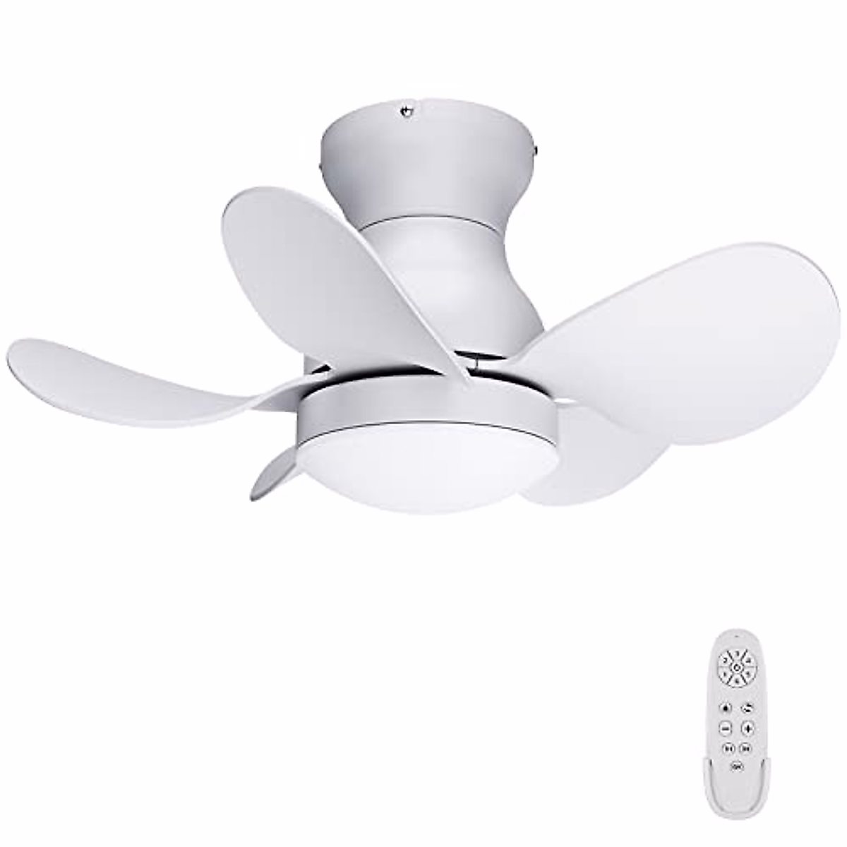 Regair Ceiling Fans with Lights, DC Motor 22 inch Flush Mount Ceiling Fans with Lights and Remote Control, Reversible Blades Small White Quiet low profile Ceiling Fan