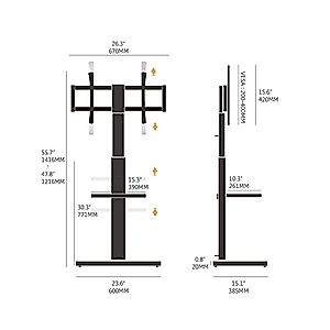FITUEYES Floor TV Stand Tall Corner TV Stands for Most TVs up to 70 Inch Swivel TV Mount Stand with Height Adjustable Shelf Upgrade Sturdy Wood Base