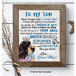 Boy Bedroom Wall Art - To My Son - Mexicans Latinx Gift from Mom Mother - Little Boys Room decoration - Baby shower Gift - Blue Nursery Decor - Kids Infant Toddler Child Family Wall Decor Poster