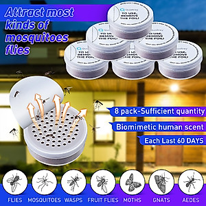 Qualirey 8 Pcs Mosquito Attractant for Bug Zapper, Each Last 60 Day Pest Lure Mosquito Trap Fly Biting Insect Bait Refill High Catch Rate Compatible with DynaTrap and All Insect Trap Indoor Outdoor