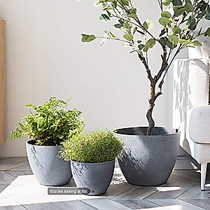 La Jolie Muse Flower Pots Outdoor Planters Indoor Modern Garden Planters W/ Drain Hole,Weathered Grey(8.6 inches, Pack 1)