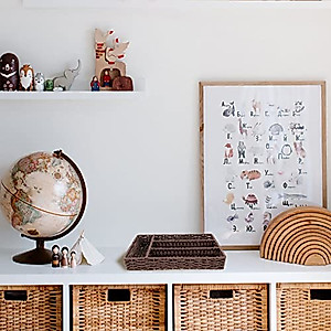 Healifty Wicker Rattan Baskets Tea Bag Sugar Packet Holder Coffee Station Condiment Organizer Woven Divided Basket Tray for Drawer Shelf Countertop Coffee