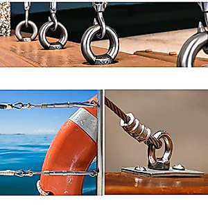 2 Pcs Lifting Eye Nut M12 Female Thread 304 Stainless Steel Round Shape for Rope Fitting （M12，2 Pcs）