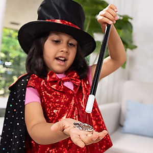 Melissa &amp; Doug unisex-children Magician Role Play Costume Set - Includes Hat, Cape, Wand, Magic Tricks Frustration-Free Packaging