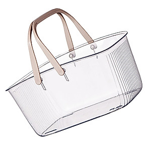 Clear Shower Storage Basket, Portable Shower Caddy, Bathroom Organizer Basket,Portable Shower Caddy Tote Storage Basket With Handles, Lightweight Shower Toiletry Organizer Bin