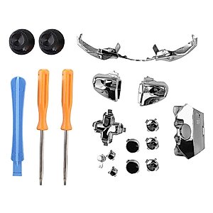 Colorful Buttons Set for One Controller, Game LB RB LT RT Screwdriver Kit Replacement Part Tool(Silver)