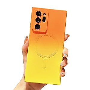CIOMIO Magnetic for Samsung Galaxy Note 20 Ultra Case, Compatible with MagSafe, Full Camera Lens Film Protection Gradient Color Soft Silicone Shockproof Cover for Note 20 Ultra 6.9"(Orange Yellow)