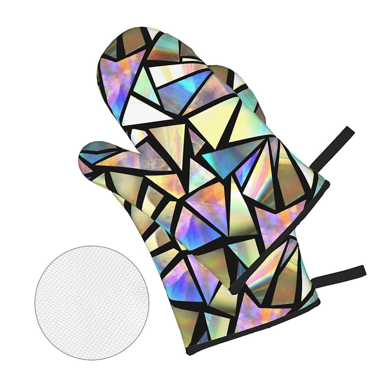 Iridescent Bright Triangles Oven Mitts and Pot Holders Set of 4, Oven Mittens and Potholders Heat Resistant Gloves for Kitchen Cooking Baking Grilling BBQ