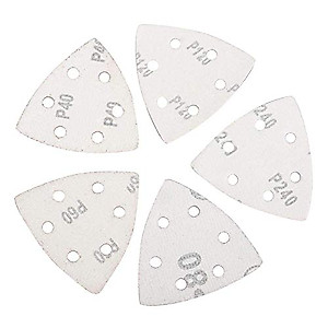 100pcs Sanding Paper, 80mm 60/80/120/180/240 Grits Triangular Hook & Loop Triangle Sandpaper +1 Sand Pad for Bosch Fein Oscillating Multi Tool