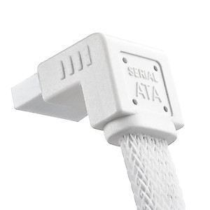 SilverStone Technology CP08W 90 Degree SATA 3 Sleeved White Cable with EMI Guard for 6Gb/s 2-Pack, SST-CP08W-USA-2PACK