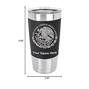 LaserGram 20oz Vacuum Insulated Tumbler Mug, Flag of Mexico, Personalized Engraving Included (Silicone Grip, Black)