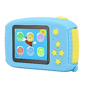 Kids Cartoon Camera, Front and Rear Dual Cameras Kids Camera Eco Friendly Multiple Fun Photo Frames ABS for Outdoor for 3‑10 Years Old Kids (Yellow)