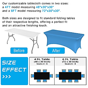 OUUKHGY Custom Tablecloth, Personalized Spandex Table Cloth with Bussiness Logo Text Photo Image, Rectangular Fitted Events Stretch Table Covers Washable Table Protector