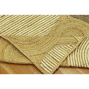 CASAVANI Natural Jute Rectangular Area Rug - 4' x 6', Beige & Black Geometric Braided Jute Rug Ideal for High Traffic Areas in Entryway, Living Room, Bedroom