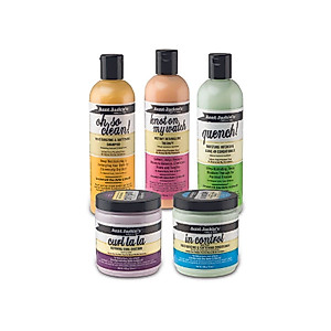 Aunt Jackie's Curls & Coils Bundle, All 5 Products in Collection, Hydrate & Define Hair, Combat Frizz & Dryness, For all Hair Types and Textures Clear 12 Ounce