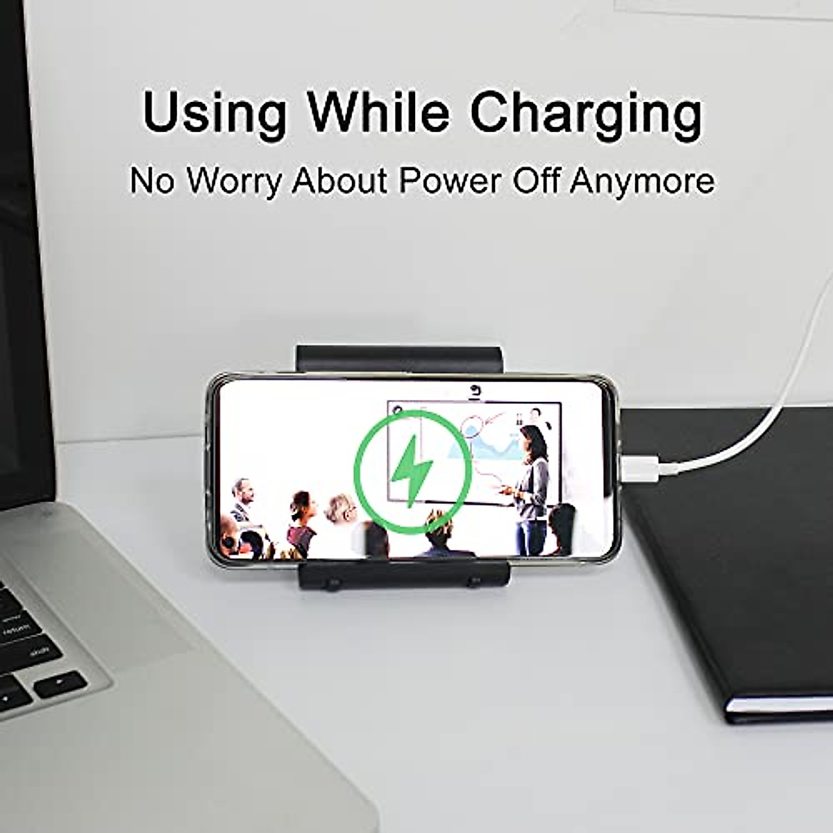 Mayten iPhone Stand Foldable Cell Phone Stand for Desk Portable iPhone Holder Compatible iPhone 12 11 Pro Xs Max,iPad Mini,Tablets(7-10"),Multi-Angle Universal Mobile Phone Stand (Black)