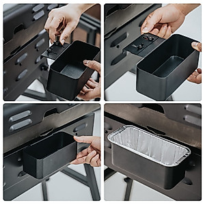 Stanbroil Griddle Grease Cup Tray Holder Catcher Pan with 10 Pack Aluminum Drip Pans Rear Grease Cup Liners for Blackstone 17", 22", 28", 36" Griddles