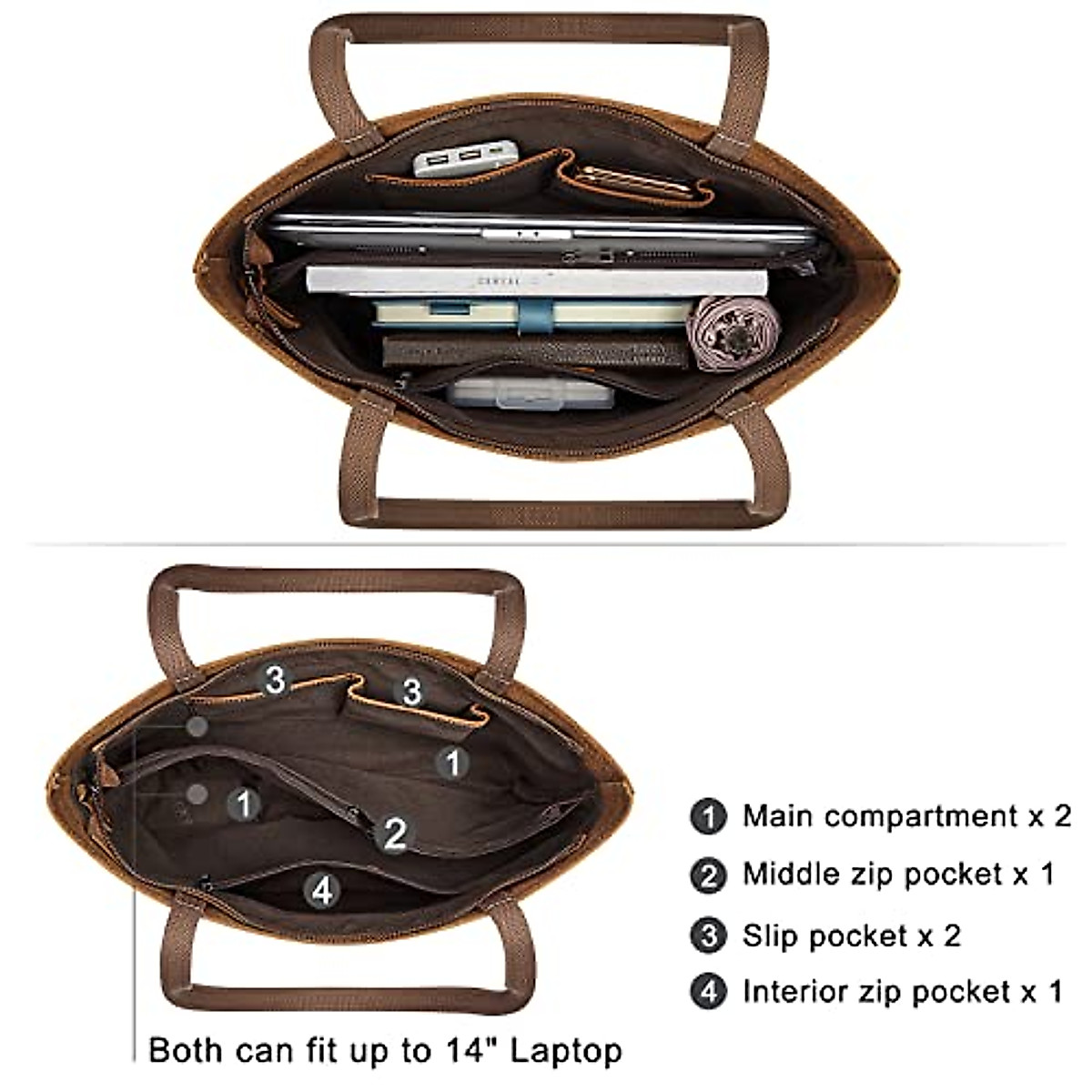 S-ZONE Vintage Genuine Leather Tote Bag for Women Large Handbag Shoulder Purse