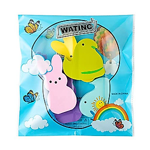 WATINC 5PCS Easter Peeps Chick Table Decor Tiered Tray Sign, Bunny Wooden Signs Tabletop Decoration, Double-sided Rabbit Chicken Wood Centerpiece Desk Topper Easter Spring Holiday Party Gift Supplies