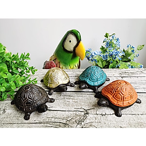 BSTGIFTS Cast Iron Turtle Key Hider - Spare Key Holder - Garden Decoration Turtle, Jewelry Trinkets Box for Key, Ear Studs, Ring, Paper Clip (Antique Brown)…