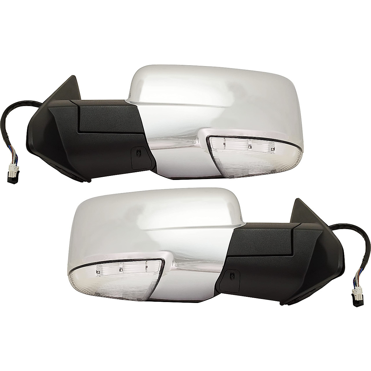 Kool Vue Driver & Passenger Side Power Heated Mirrors for Ram 1500 2500 2014-2018 Power Fold With Signal Light & Puddle Lamp Chrome