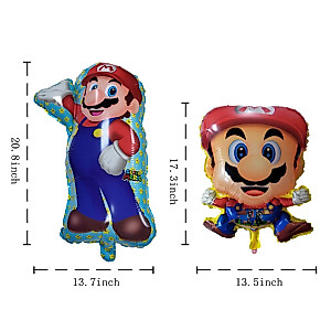 5PCS Mario Aluminum Foil Balloons Super Bros Theme Birthday Party Decoration Supplies