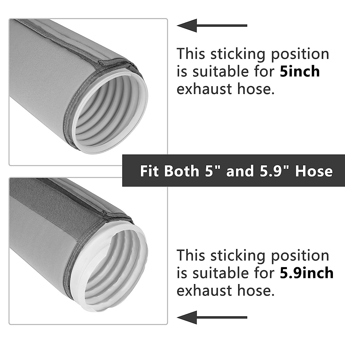 LBG Products Portable Air Conditioner Hose Cover Wrap, Insulated Hose Cover, Fit AC Exhaust Hose Up to 5.9" Diameter, 59" Length, Gray