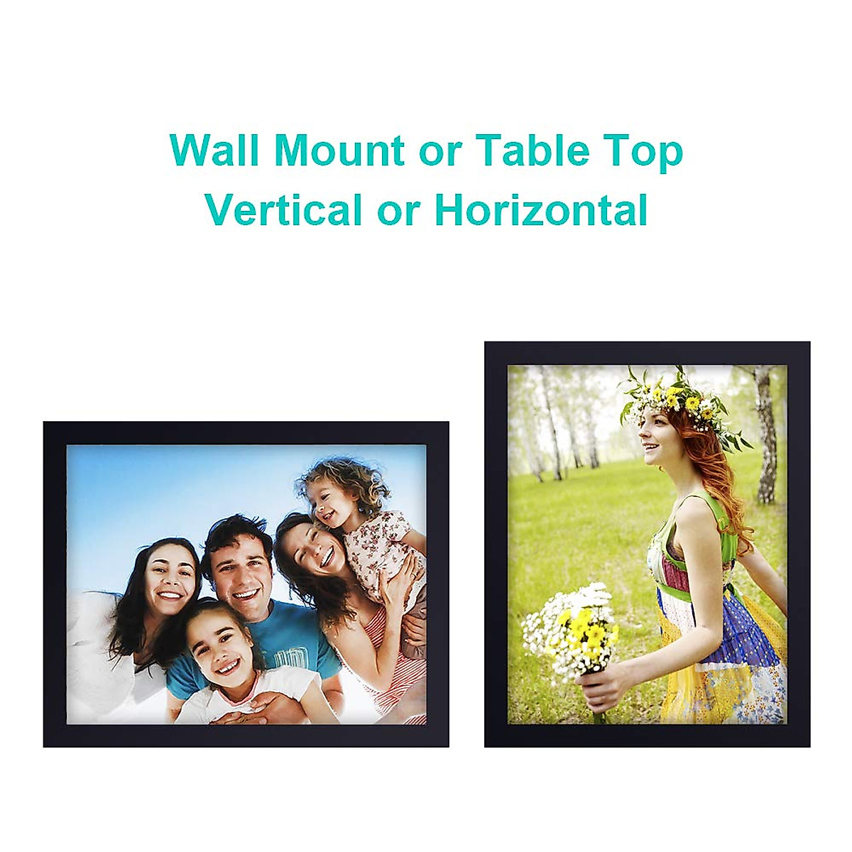 RPJC 11x14 inch Picture Frame Made of Solid Wood and High Definition Glass Display Pictures for Wall Mounting Photo Frame with Stand Black