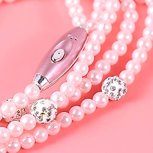 UKCOCO in-Ear Eardphones with Mic - in-Ear Headset with Remote and Mic Hands-Free Wired Pearls Chain Universal Earphone for Girls Women Student (Pink)