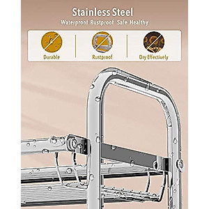 Ace Teah Over The Sink Dish Drying Rack 2-Tier Large Over Sink Dish Rack for Kitchen Organizer, Above Sink Dish Drainer Stainless Steel with Utensil Holder Hooks, Silver