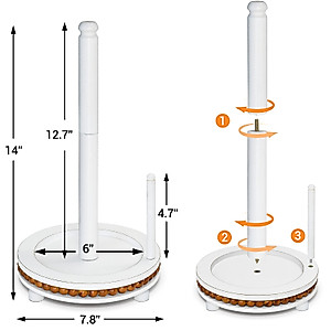 Paper Towel Holder, Paper Towel Holder Countertop with Heavy Duty Wood Base, Paper Towel Holder Stand Fits Standard & Jumbo Rolls, Farmhouse Standing Paper Towel Holders for Kitchen/Dining/Bathroom