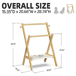 BAMBOOHOMIE Baby Clothing Rack for Baby Shower Pets Dolls, Baby Clothes Rack with Storage Shelf & Double Rods, Toddler Clothes Rack, Mini Closet Rack, Baby Shower Rack (Natural)