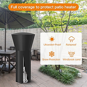 Aidetech Tabletop Outdoor Heater Cover, Mini Portable Propane Heater Cover Waterproof Windproof Gas Outside Heater Cover for Patio, Garden, Porch Use (Black-24"D x 14.5" W x 38"H)