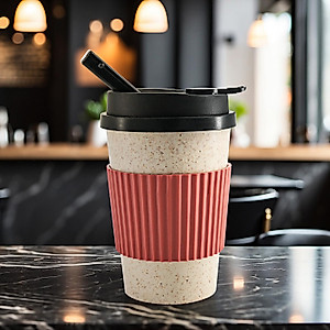Portable Coffee Cup with Ceramic Bowl & High-Temperature Silicone | Unique Concealable Style for Gatherings(Grey Sleeve)
