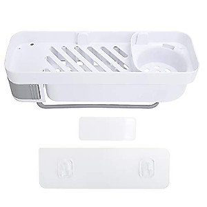 LANTRO JS Corner Shower Caddy Shower Organizer Shower Shelf Wall Mounted Bathroom Storage with Towel Hook(white grey)