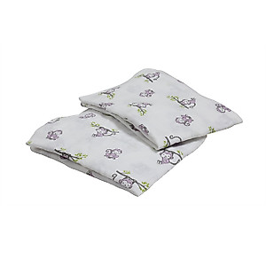 Bacati - Happy Monkeys 2 Pack Essentials Classic Super Soft Breathable 100% Cotton Muslin Baby Crib Fitted Sheets - Fits Standard 28 x 52 x 5 Crib & Toddler Mattresses (Lilac/Grey Girls)