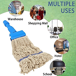 LISHINE 6 Pcs Mop Head Replacement Commercial Heavy Duty Mop Head for Floor Cleaning Wet Industrial White Cotton Loop-End String Wet Mop Head for Home, Industrial Cleaning