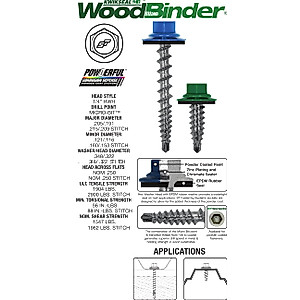 Fasteners Plus ST Fastening #12 x 3/4" Kwikseal Woodbinder Metal Roofing Stitch Screws Metal-to-Wood Brown (Pack of 250)