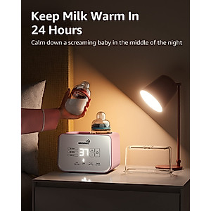 Baby Bottle Warmer, Gronwsy 8-in-1 Fast Milk Warmer with Timer Breastmilk or Formula, Fits 2 Bottles, Accurate Temperature Control, with Defrost, Sterili-zing, Keep, Heat Baby Food Jars Function
