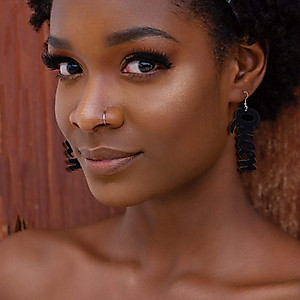 BOMAIL 20Pairs African Wooden Earrings for Women Round Wood Painted Earring Drop Earring Ethnic Style (D20P)