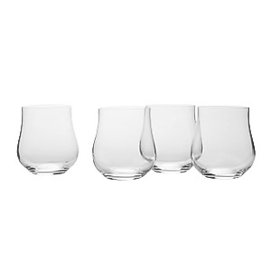 Mikasa Grace Set of 4 Stemless Double Old Fashioned Rocks Glass, 15-Ounce, Clear
