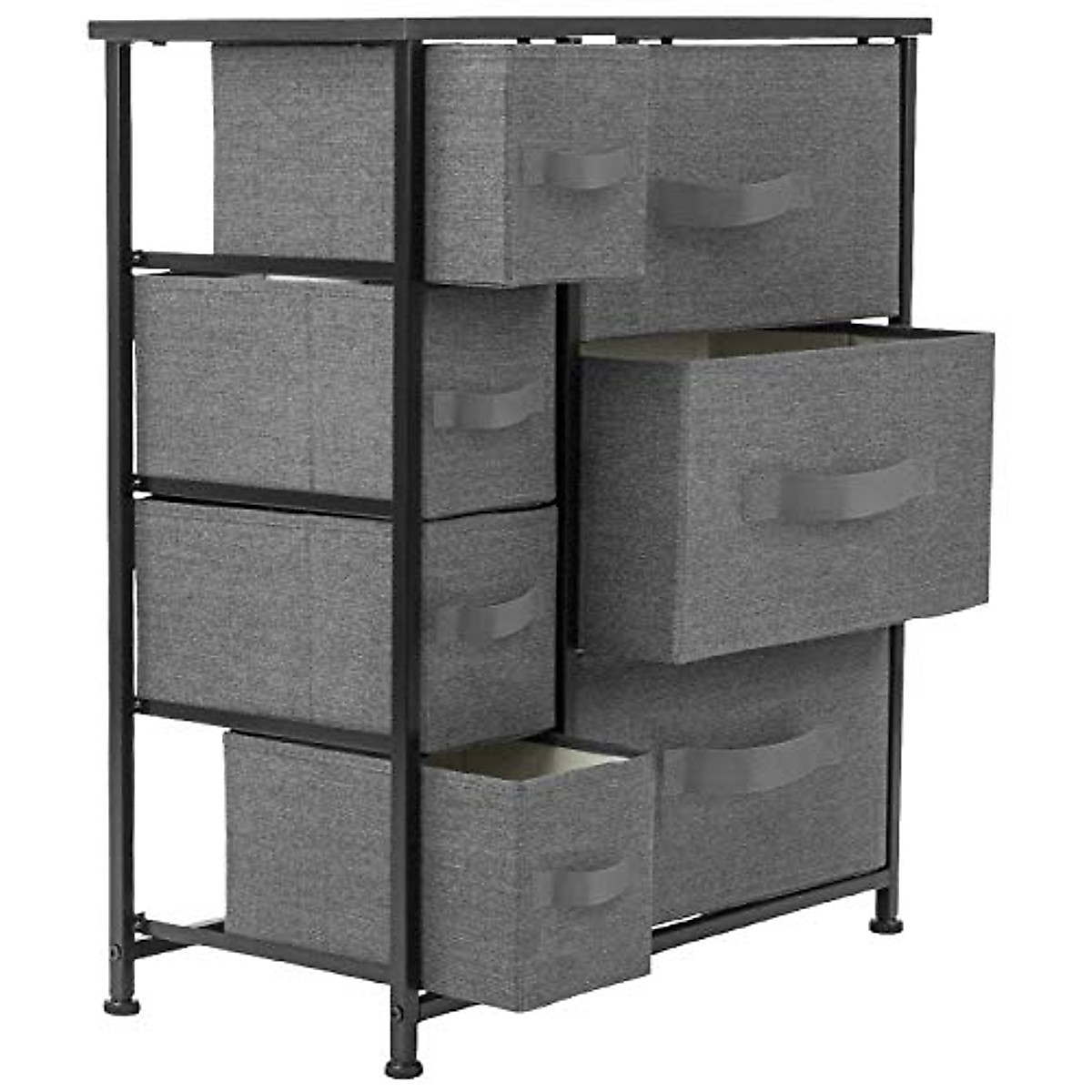 Sorbus Dresser with Drawers - Furniture Storage Tower Unit for Bedroom, Hallway, Closet, Office Organization - Steel Frame, Wood Top, Easy Pull Fabric Bins (Black/Charcoal)