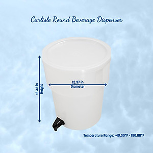 CFS Plastic Round Beverage Dispenser, 5 Gallons, White