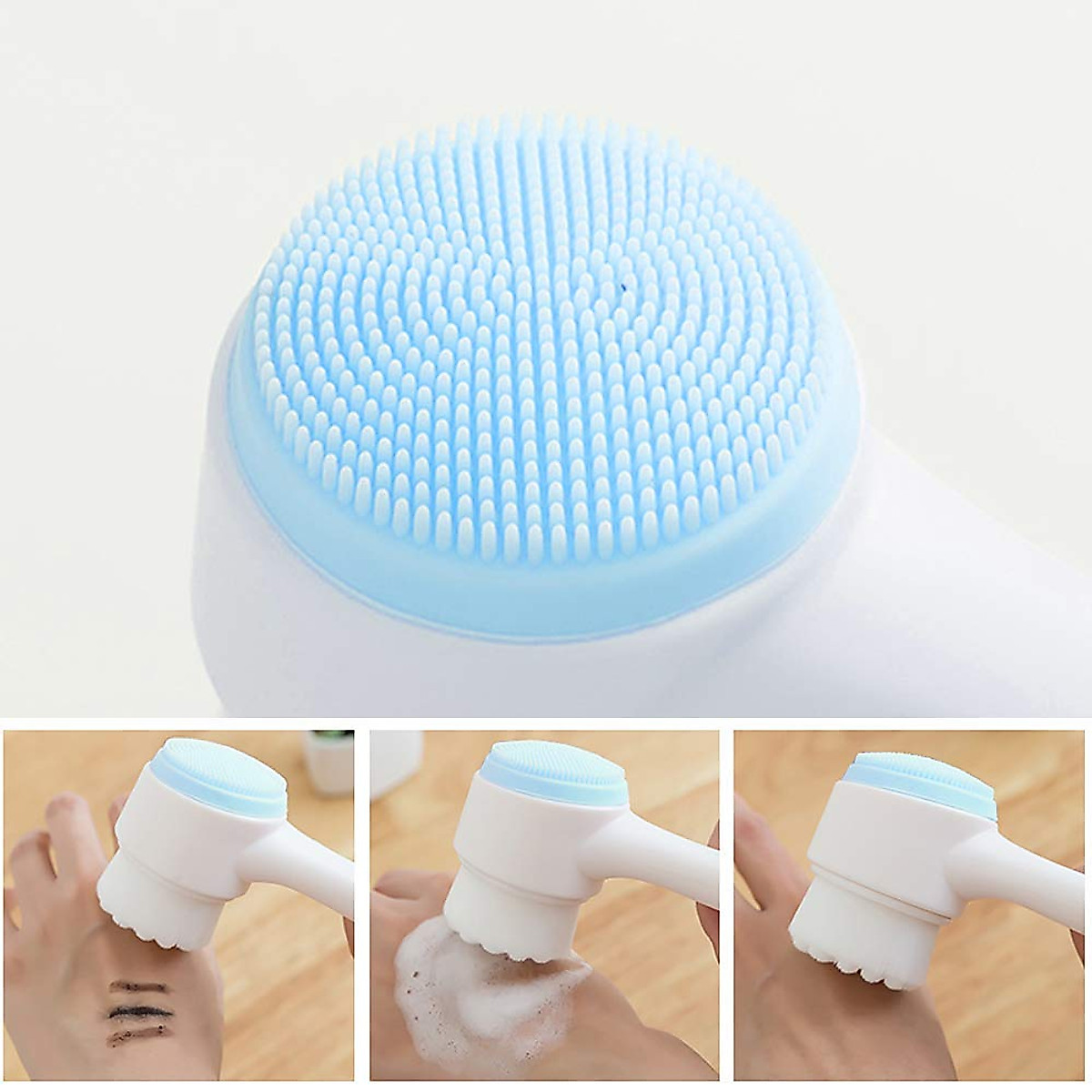 Facial Cleansing Brush, 2-in-1 Deep Cleansing Skin Keratin Silicone Manual Super Soft Massage for Face Care
